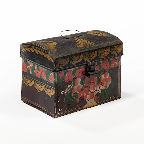 Bonhams Skinner : Painted Tin Dome-top Box, probably Upson Tin Shop ...