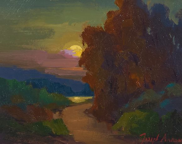 Bonhams : Joseph Aaron (born 1959) Moonlit Path 8 x 10 in. framed 15 x ...