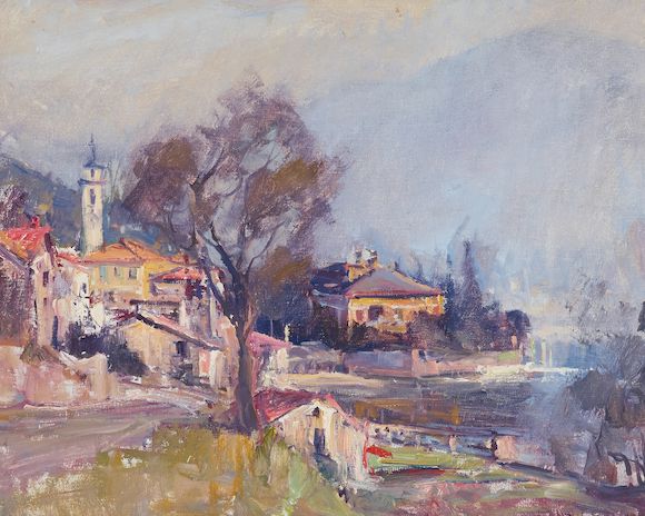 Bonhams : Robert C. Gruppe (born 1944) Village Scene 16 x 20 in. framed ...