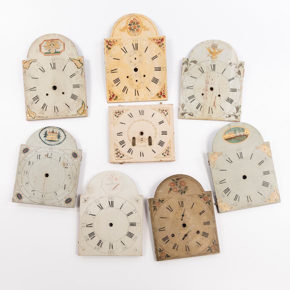 Bonhams Skinner : Eight Painted Tall-case Clock Dials, America, 19th ...