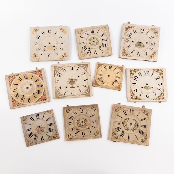Bonhams Skinner : Ten Painted Clock Dials, America, 19th century.