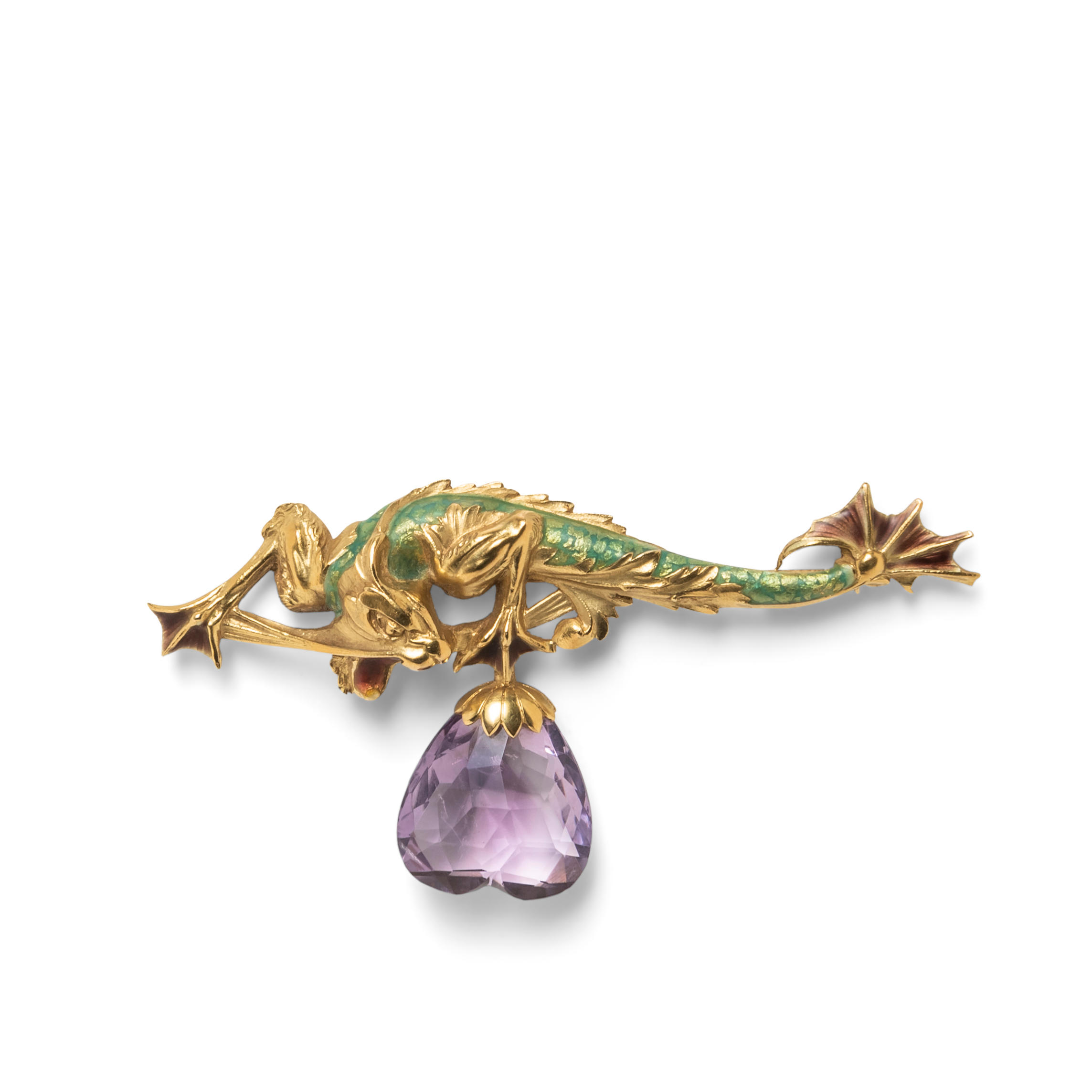 Bonhams Skinner An Art Nouveau Gold And Enamel Pendantbrooch France