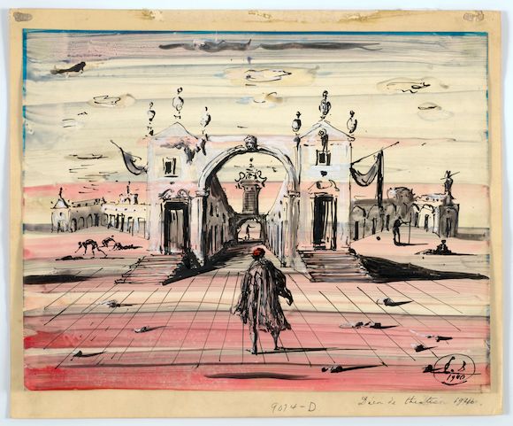 Bonhams : EUGENE BERMAN (1899-1972) Dècor de théâtre 12 5/16 x 15 13/16 ...