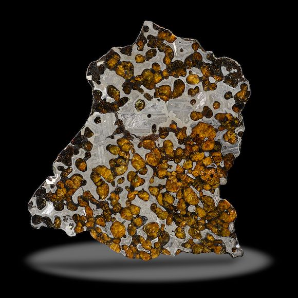 Bonhams : Brenham Pallasitic Meteorite--Complete Slice