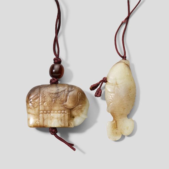 Bonhams : TWO JADE 'ANIMAL' CARVINGS 20th century (2)