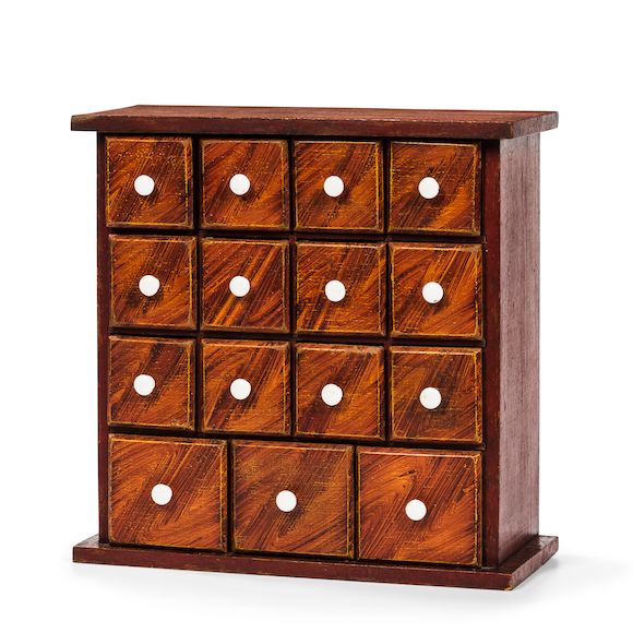 Bonhams Skinner : Painted Spice Chest, probably New England, late 19th ...