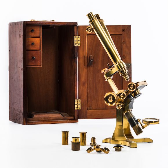 Bonhams Skinner : Benjamin Pike Binocular Microscope, 518 Broadway, New ...