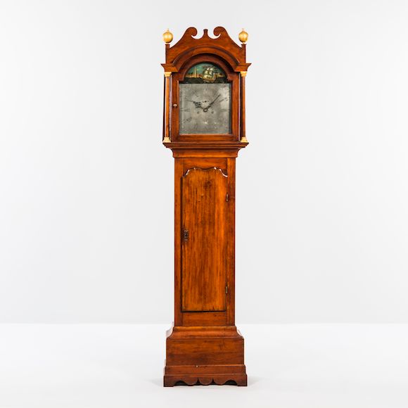 Bonhams Skinner : Ephraim Barber Cherry "Rocking Ship" Tall Clock ...