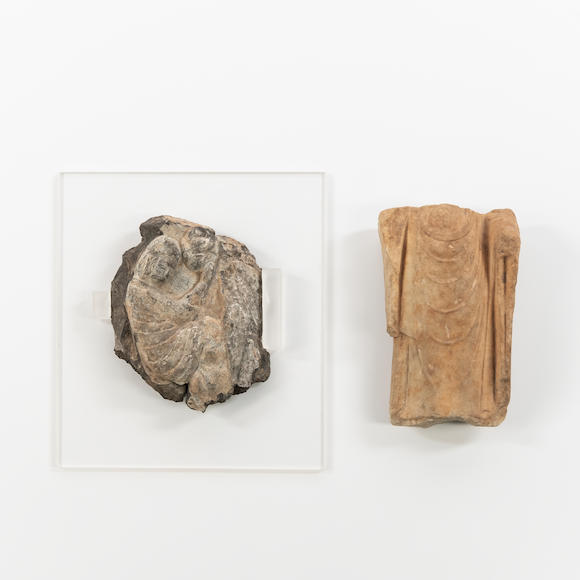 Bonhams Skinner Two Buddhist Stone Carving Fragments