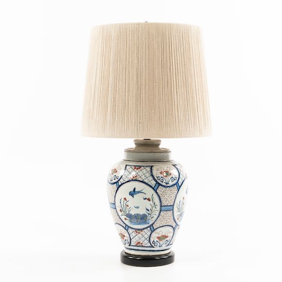 Bonhams Skinner : Painted Delftware Jar Lamp, late 18th century.