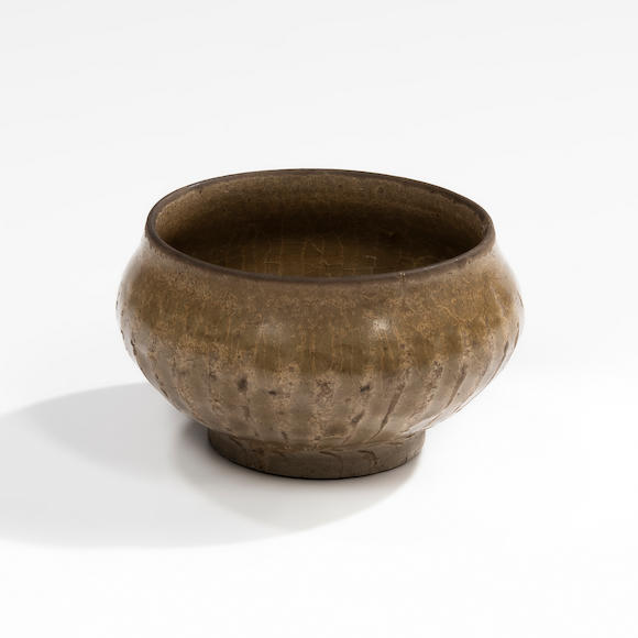 Bonhams Skinner Celadon Glazed Stoneware Ribbed Jar