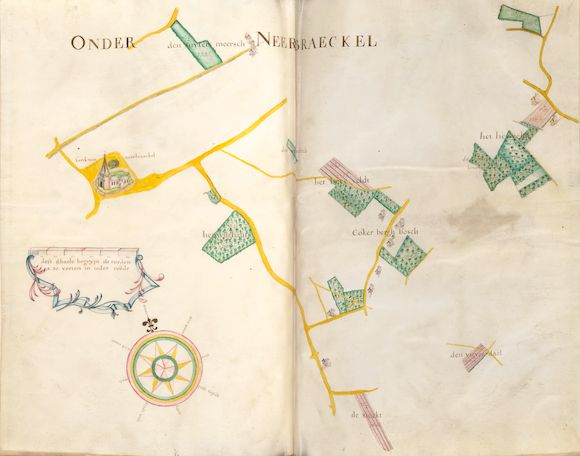 Bonhams : 18TH-CENTURY WATERCOLOR ATLAS OF FLANDERS' PARISHES. Large ...