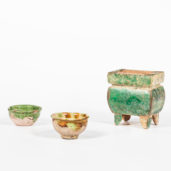 Bonhams Skinner Three Glazed Earthenware Items