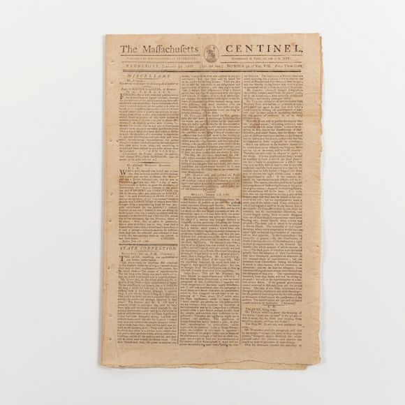 Bonhams Skinner : The Massachusetts Centinel Illustrating the Raising ...