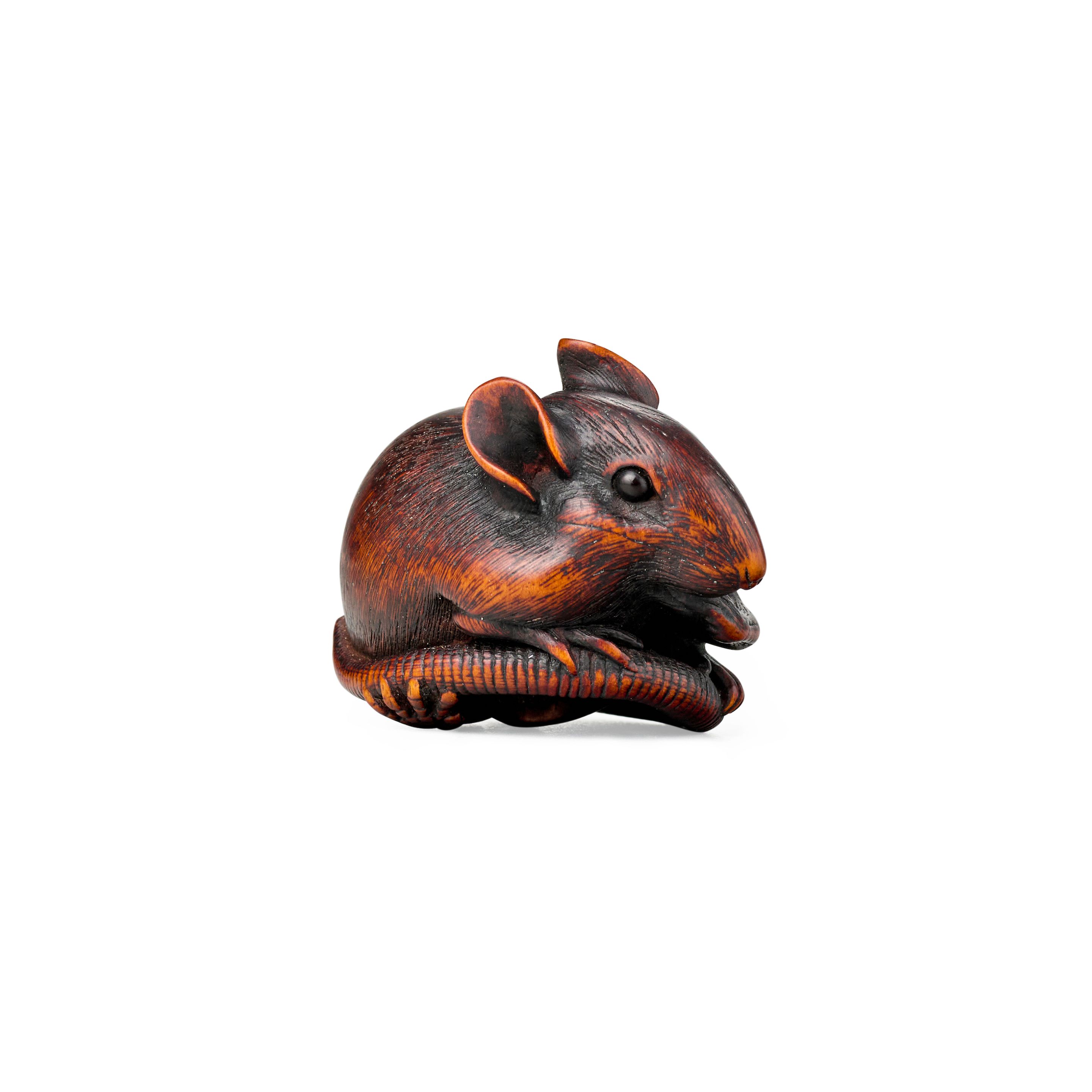Bonhams : MASANAO OF KYOTO (ACTIVE 18TH CENTURY) A Wood Netsuke of a ...