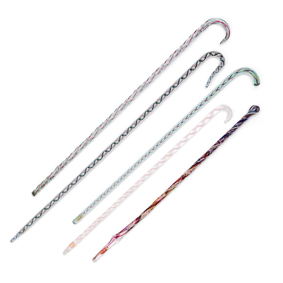 Bonhams Skinner : Five English or American Glass Whimsy Canes,