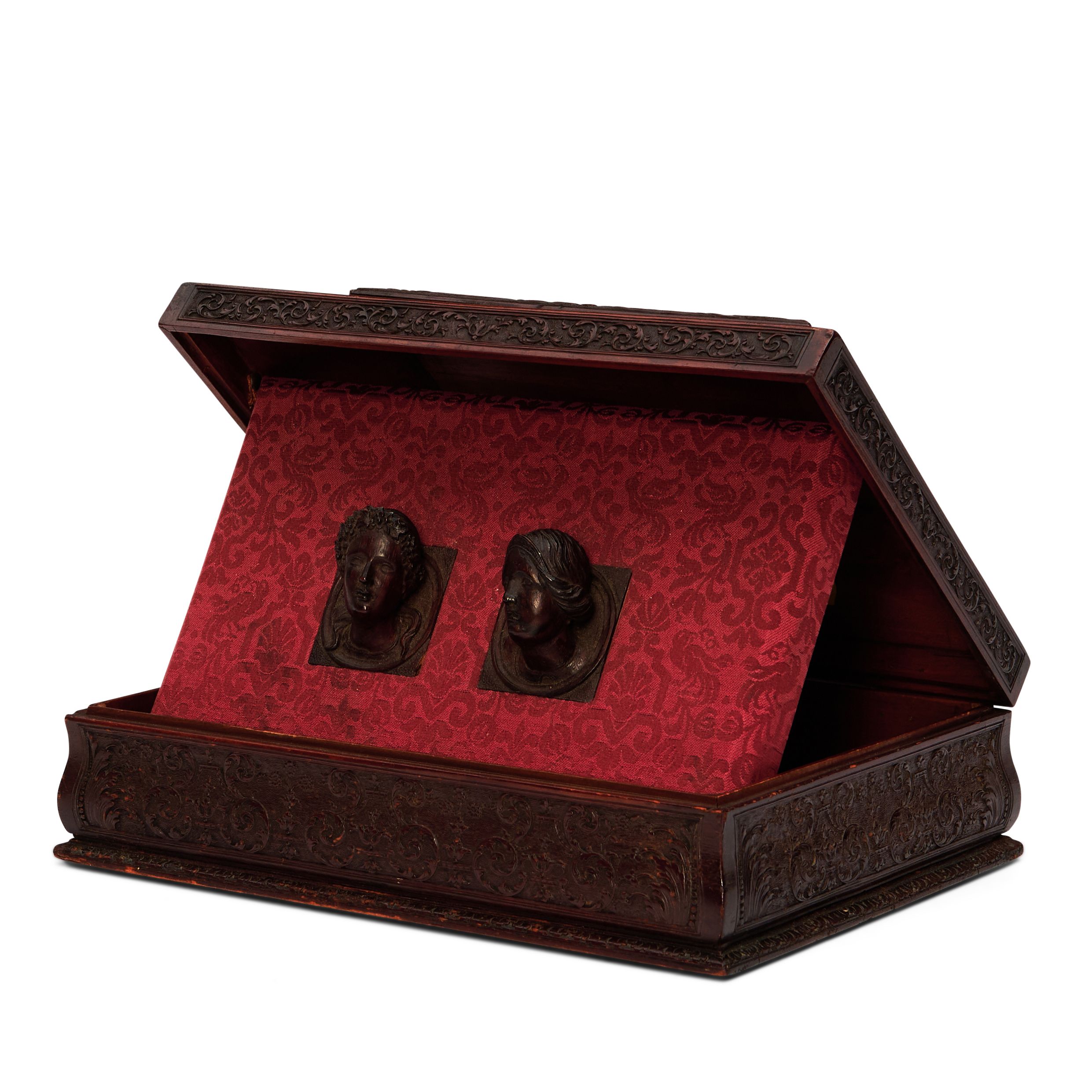 Bonhams Skinner : Carved Wood Letter Box,