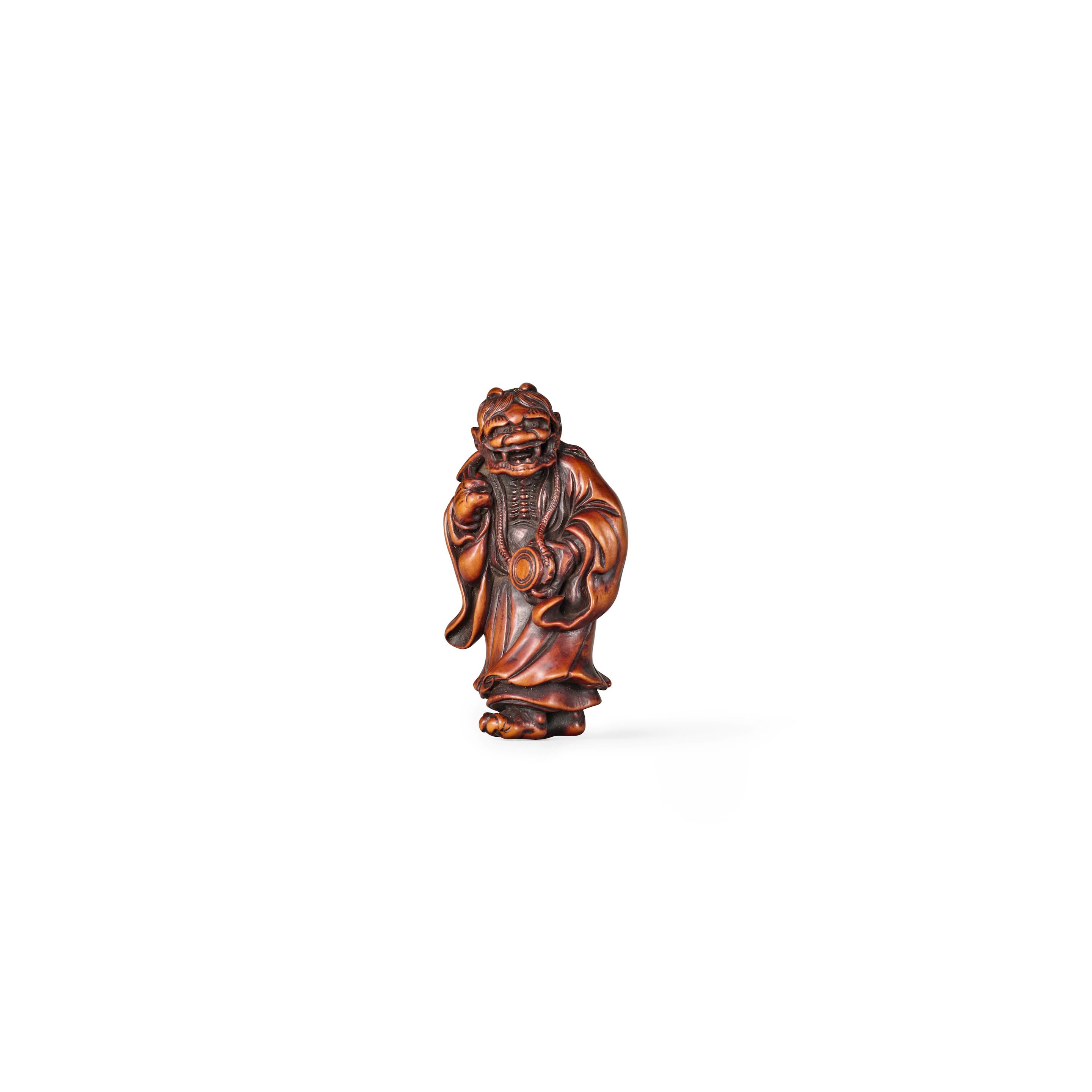 Bonhams : SANKO (ACTIVE 18TH/19TH CENTURY) A Wood Netsuke of an Oni ...