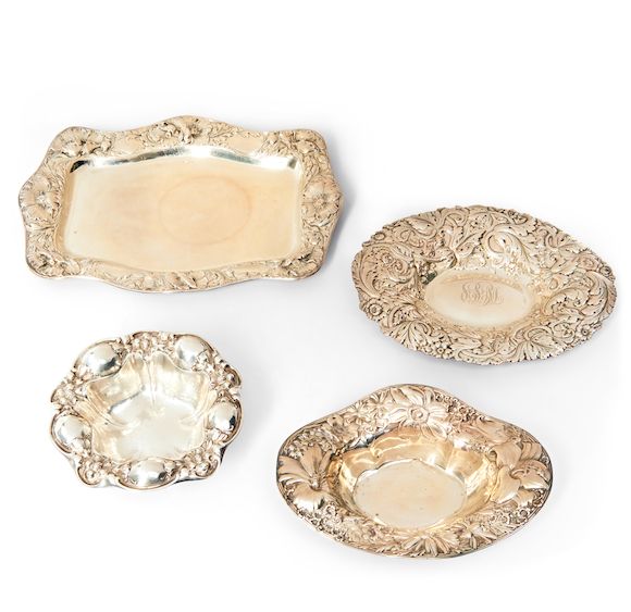 Bonhams Skinner : Four Gorham Sterling Silver Repoussé Dishes,