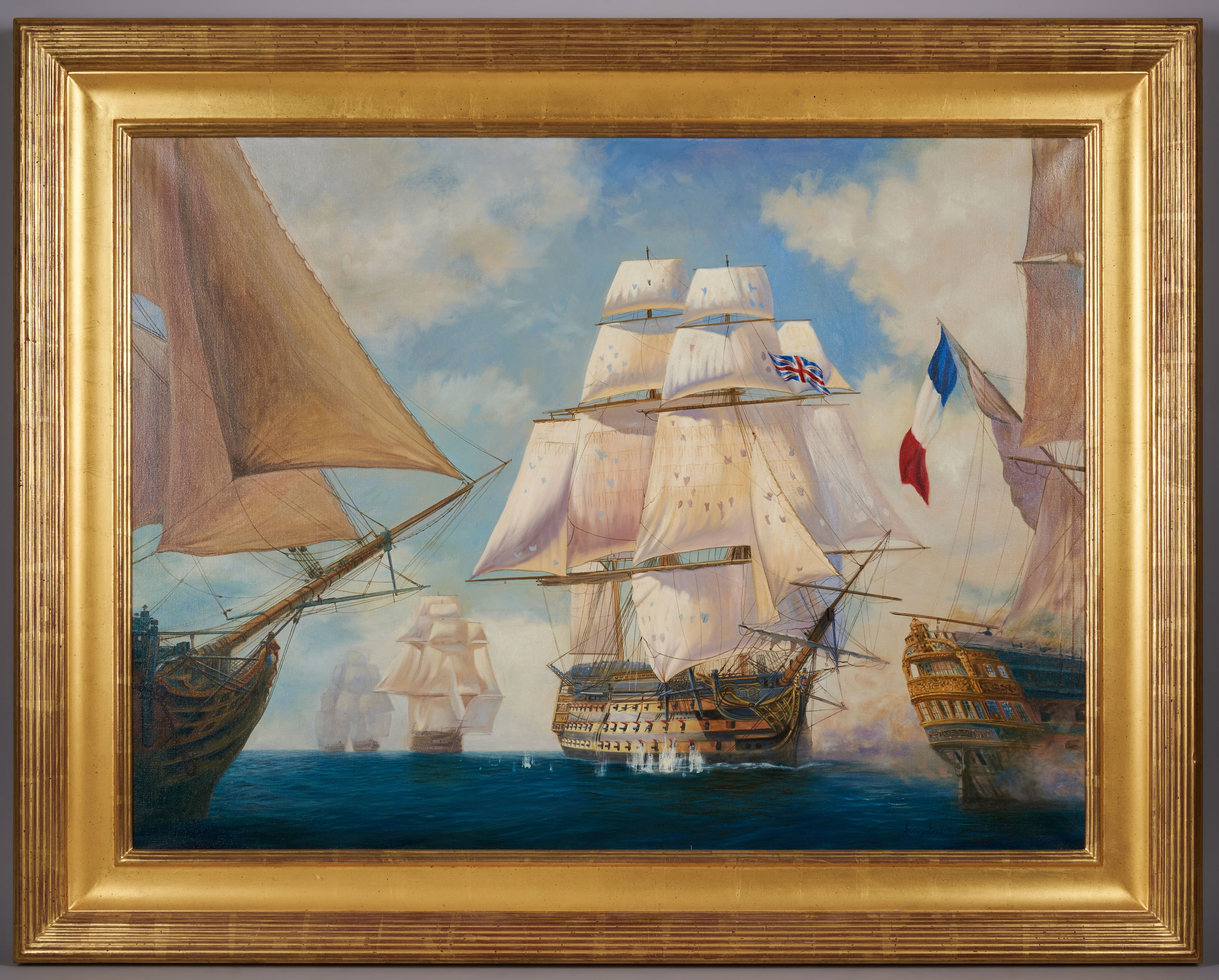 Bonhams Skinner : Patrick Livingstone, The Battle of Trafalgar Oil on ...