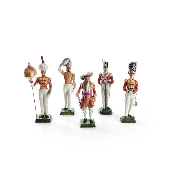 Bonhams Skinner Five Porcelain Soldiers England 20th Century