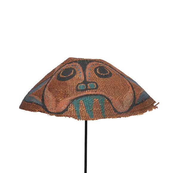 Bonhams Skinner : A Northwest Coast polychromed twined spruce root hat ...