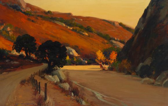 Bonhams : Alfred R. Mitchell (1888-1972) Road Along a Riverbed 24 x 38 ...
