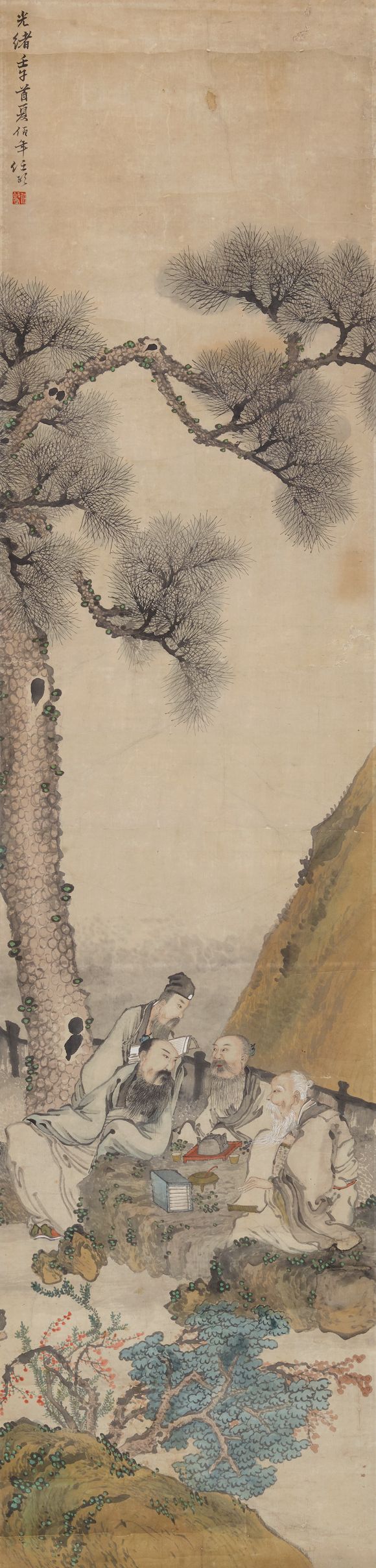 Bonhams : ATTRIBUTED TO REN YI (1840-1895) Scholars's Gathering under ...