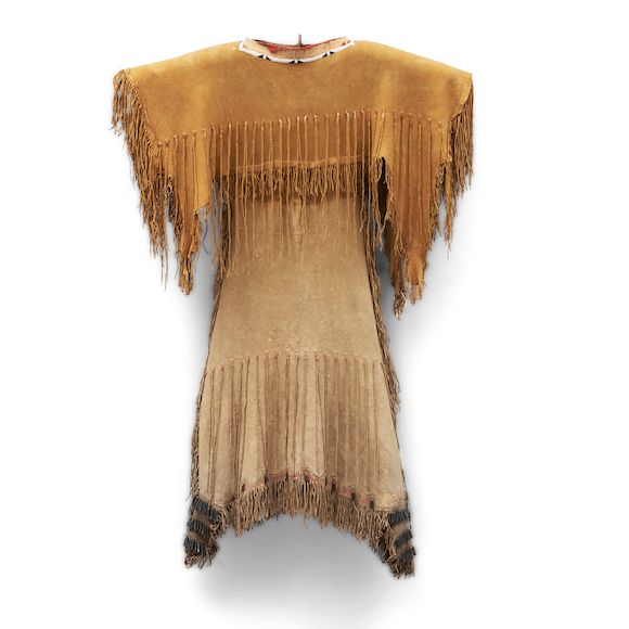 Bonhams Skinner : A Comanche beaded hide girl's dress lg. 50, wd. 31 1/ ...