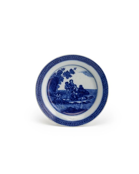 Bonhams : A SMALL BLUE AND WHITE 'RIVER GODS IN DISTRESS' SIDE PLATE ...