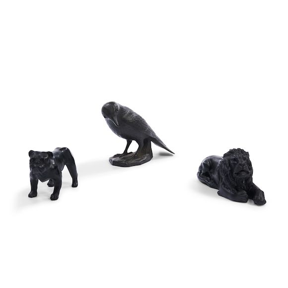 Bonhams Skinner : Three Wedgwood Ernest Light Design Black Basalt ...