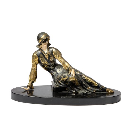 Bonhams Skinner : Art Deco Metal Statue of a Lady