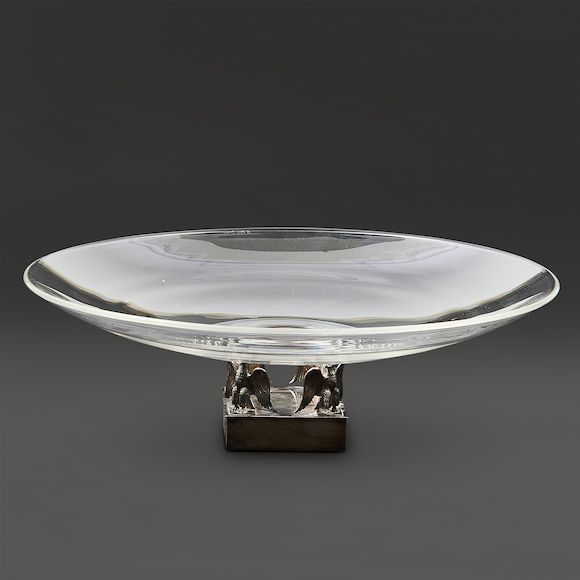Bonhams Skinner : Steuben Sterling Silver and Crystal Eagle Centerpiece ...