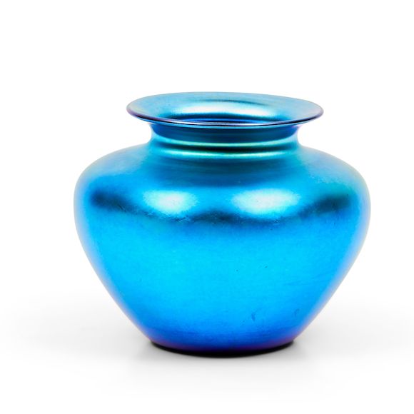 Bonhams Skinner : Steuben Blue Aurene Glass Vase, Corning, New York ...