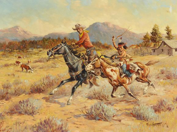 Bonhams : Fred Harman (1902-1982) Red Ryder and Little Beaver 18 x 24 ...