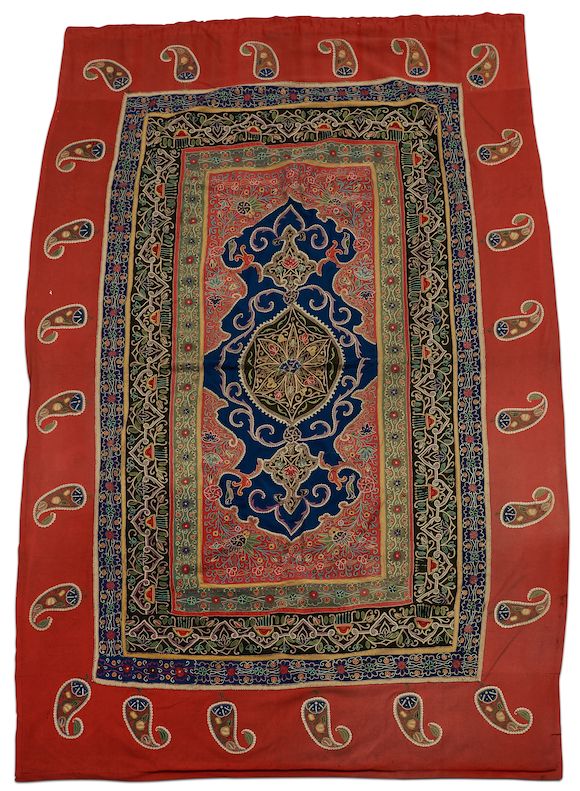 Bonhams Skinner : Persian Resht Embroidery Iran 4 ft. 6 in. x 7 ft. 10 in.
