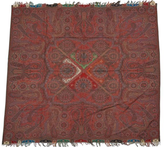 Bonhams Skinner : European Square Shawl Western Europe 6 ft. 4 in. x 6 ...