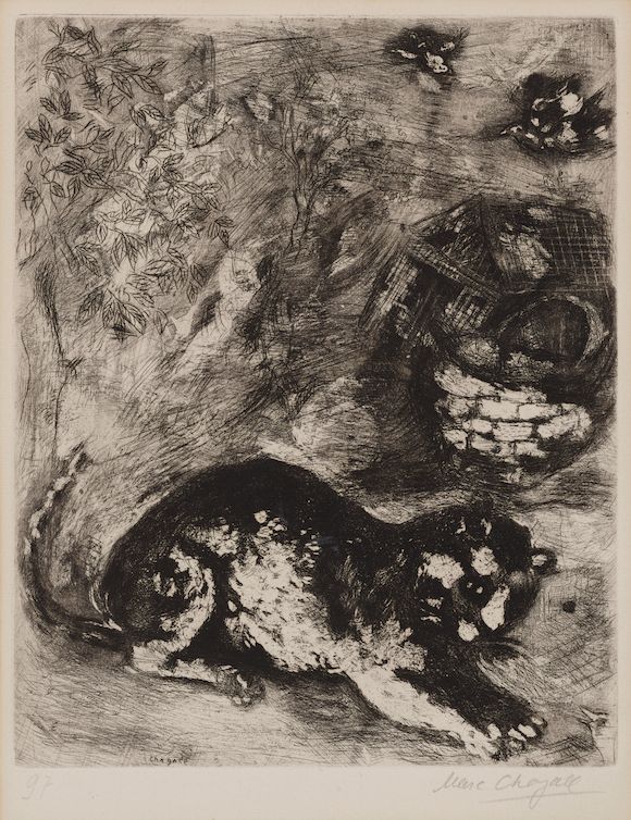 Bonhams : Marc Chagall (1887-1985); L'acrobate au violon; Le chat et ...