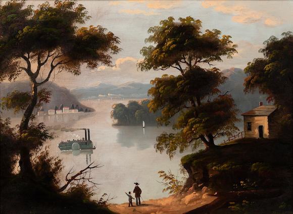 Bonhams Skinner American School 19th Century Hudson River View 20 X
