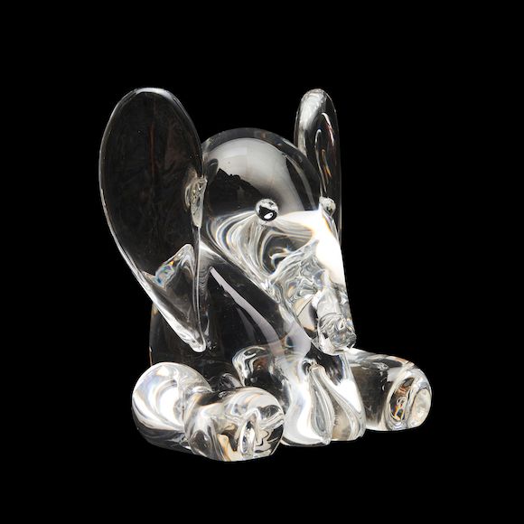 Bonhams Skinner : Steuben-style Contemporary Glass Elephant
