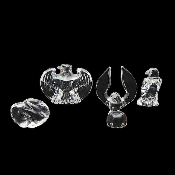 Bonhams Skinner Three Steuben Glass Eagles And An Unmarked Glass Dove