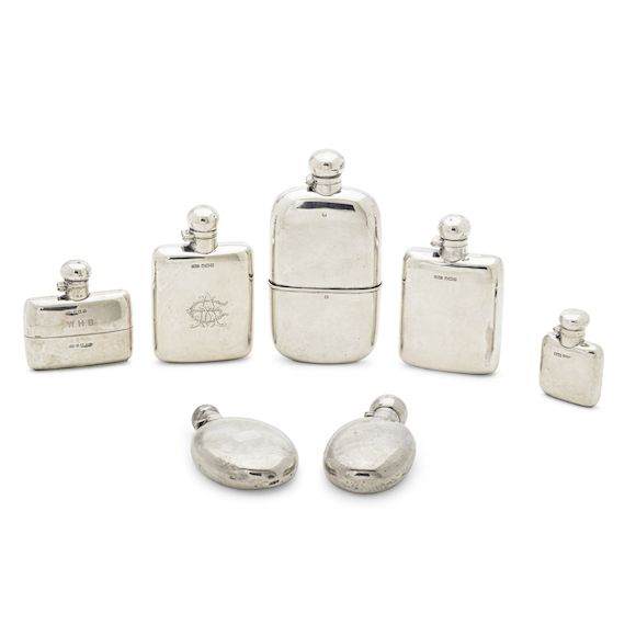 Bonhams : SEVEN ENGLISH SILVER FLASKS by various makers, 19th-20th ...