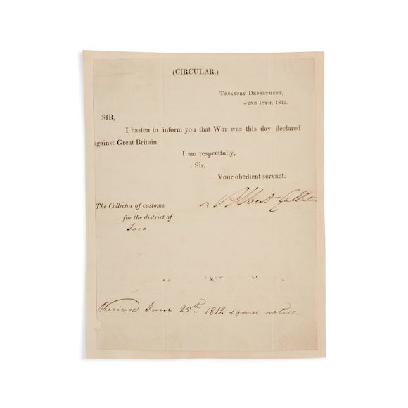 Bonhams Skinner : Gallatin, Albert (1761-1849), Letter Signed