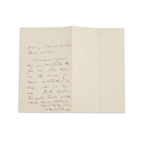 Bonhams Skinner : Sumner, Charles (1811-1874), Autograph Letter Signed