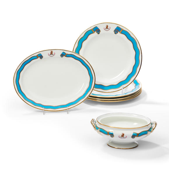 Bonhams Skinner Six Pieces Of Brownfield Armorial Decorated China