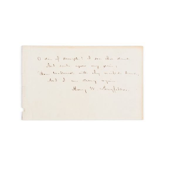 Bonhams Skinner : Longfellow, Henry Wadsworth (1807-1882), Autograph ...