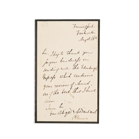Bonhams Skinner : Tennyson, Alfred Lord (1809-1892), Autograph Letter ...