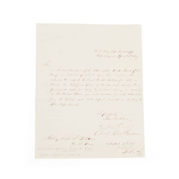 Bonhams Skinner : Perry, Matthew C. (1794-1858), Letter Signed