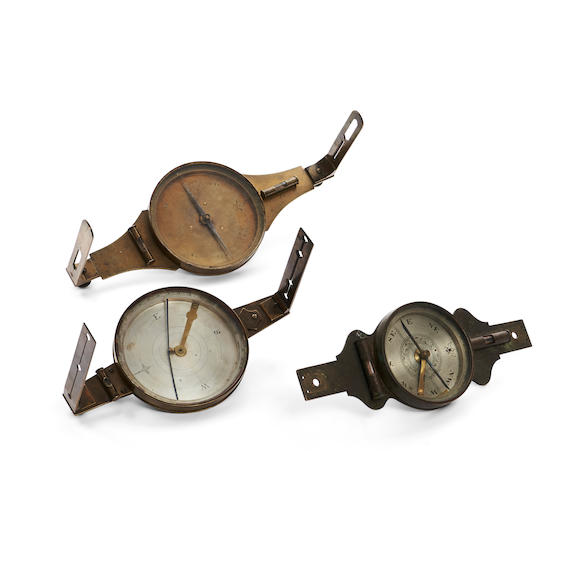 Bonhams Skinner Three Unmarked Surveyors Compasses 19th Century