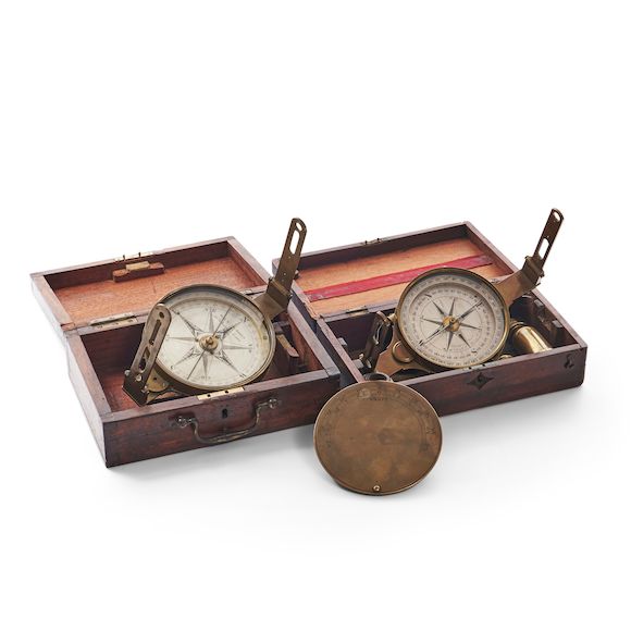 Bonhams Skinner : Two London Surveyor's Compasses, 19th century,